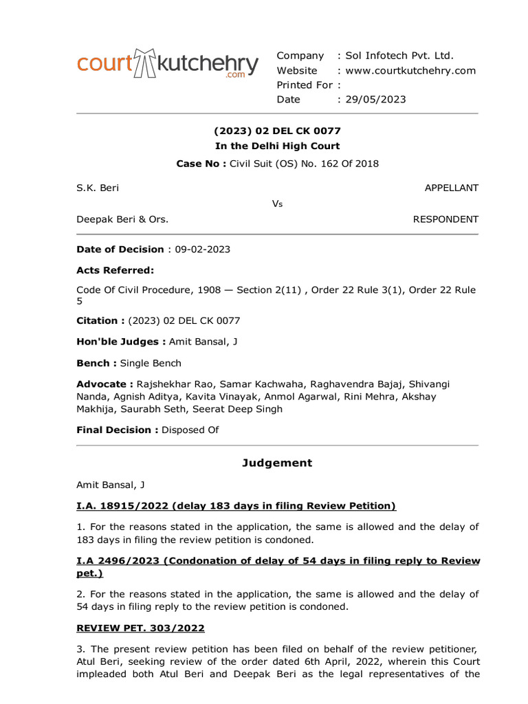 Delhi High Court Review on Legal Heirship | PDF | Lawsuit | Public Law
