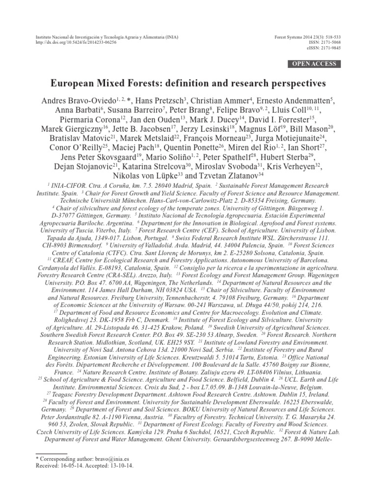 European Mixed Forests - Definition and Research Perspectives | PDF ...