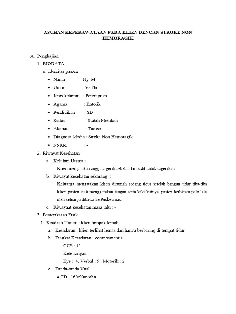 ASKEP Stroke Non Hemoragik | PDF