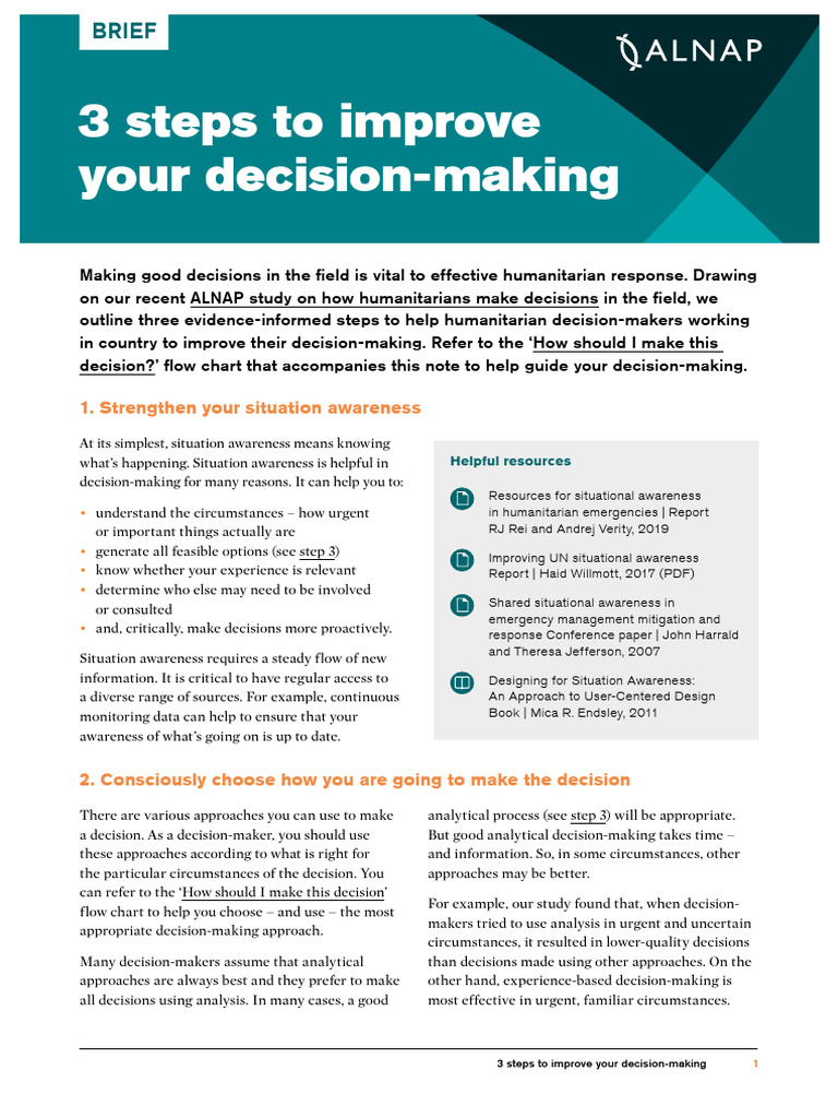 3 Steps for Better Humanitarian Decisions | PDF | Decision Making ...