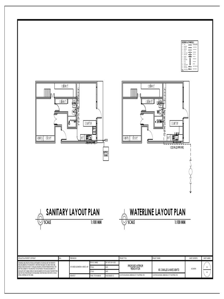 Sanitary Layout Plan Waterline Layout Plan: WC LAV | PDF | Hydraulics | Hydraulic Engineering
