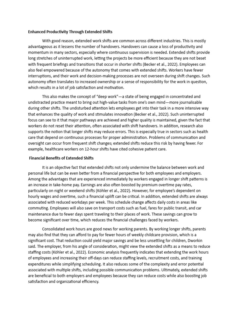 Advantages of Extended Work Shifts | PDF | Employment | Working Time