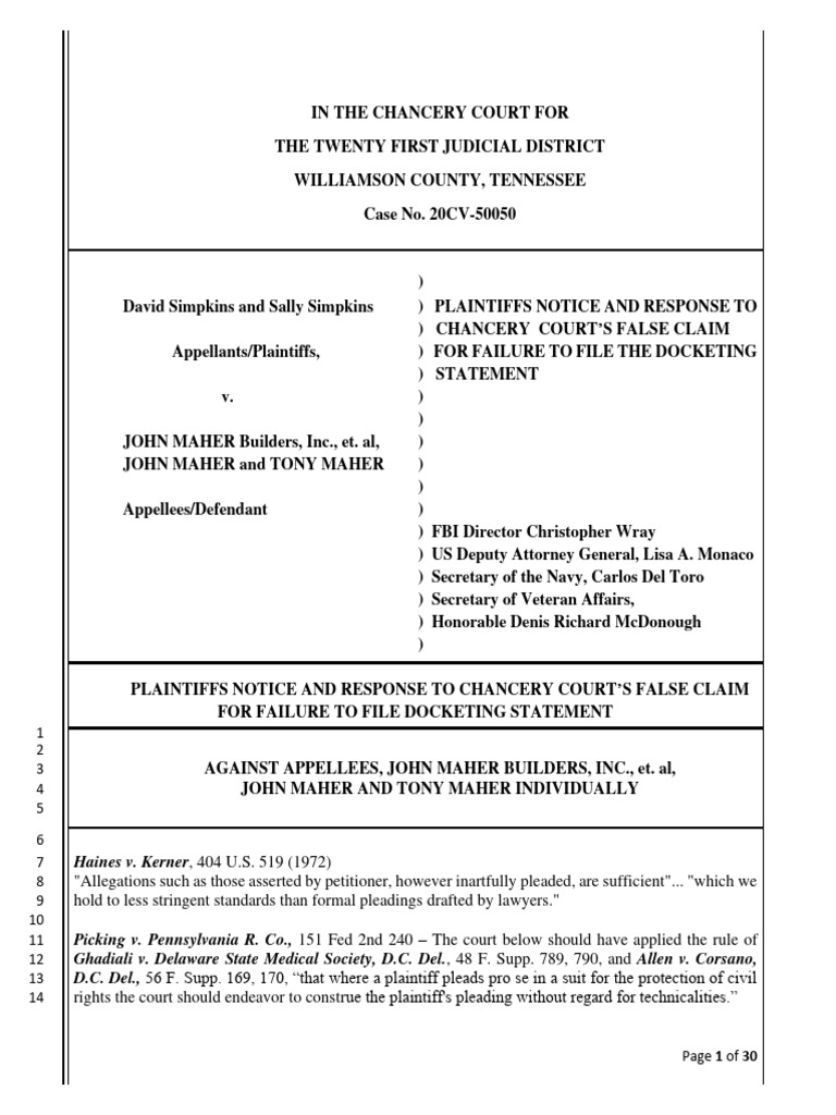 Response Notice To Ch. Ct's False Claim To App. Ct.s 7-23-2023 | PDF ...