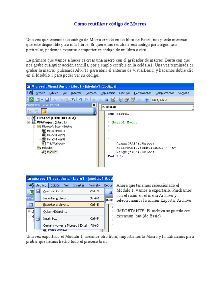 Como Reutilizar Código de Macros | PDF | Macro (informática) | Archivo ...