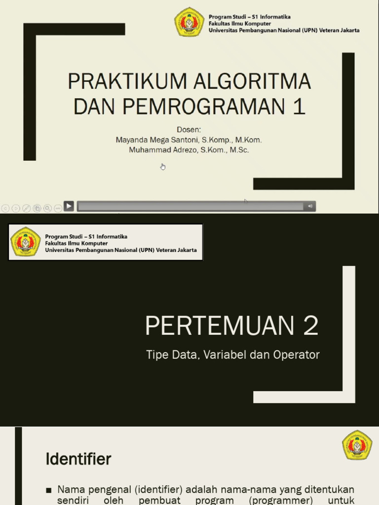 P2 - Variabel, Tipe Data, Operator | PDF | Komputer
