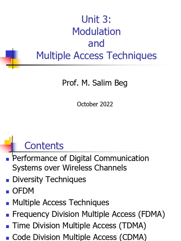 Handout 10.11.2022 Unit 3 Part 1 | PDF | Channel Access Method | Radio Technology