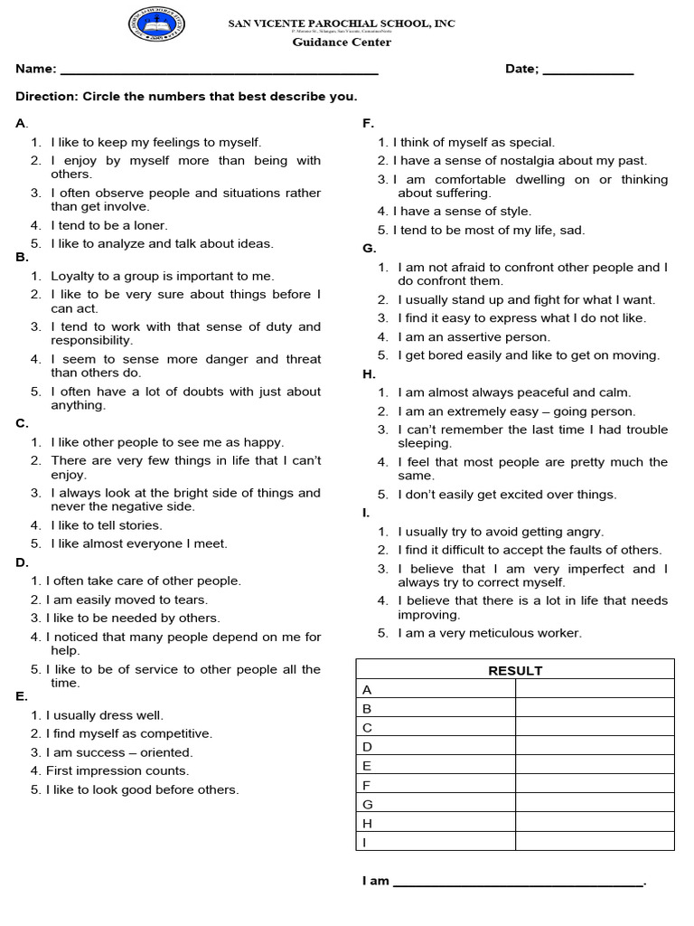 Enneagram Test Final- Short | PDF