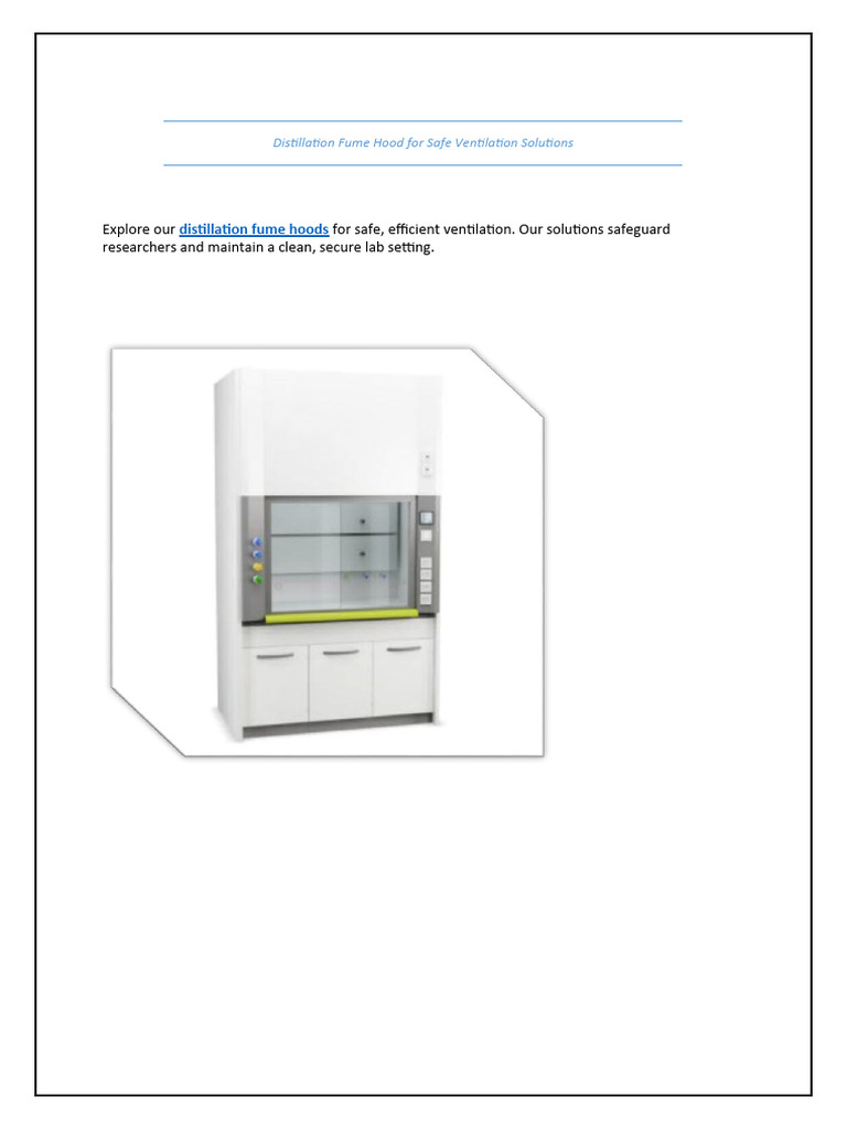 Distillation Fume Hood For Safe Ventilation Solutions | PDF | Home ...