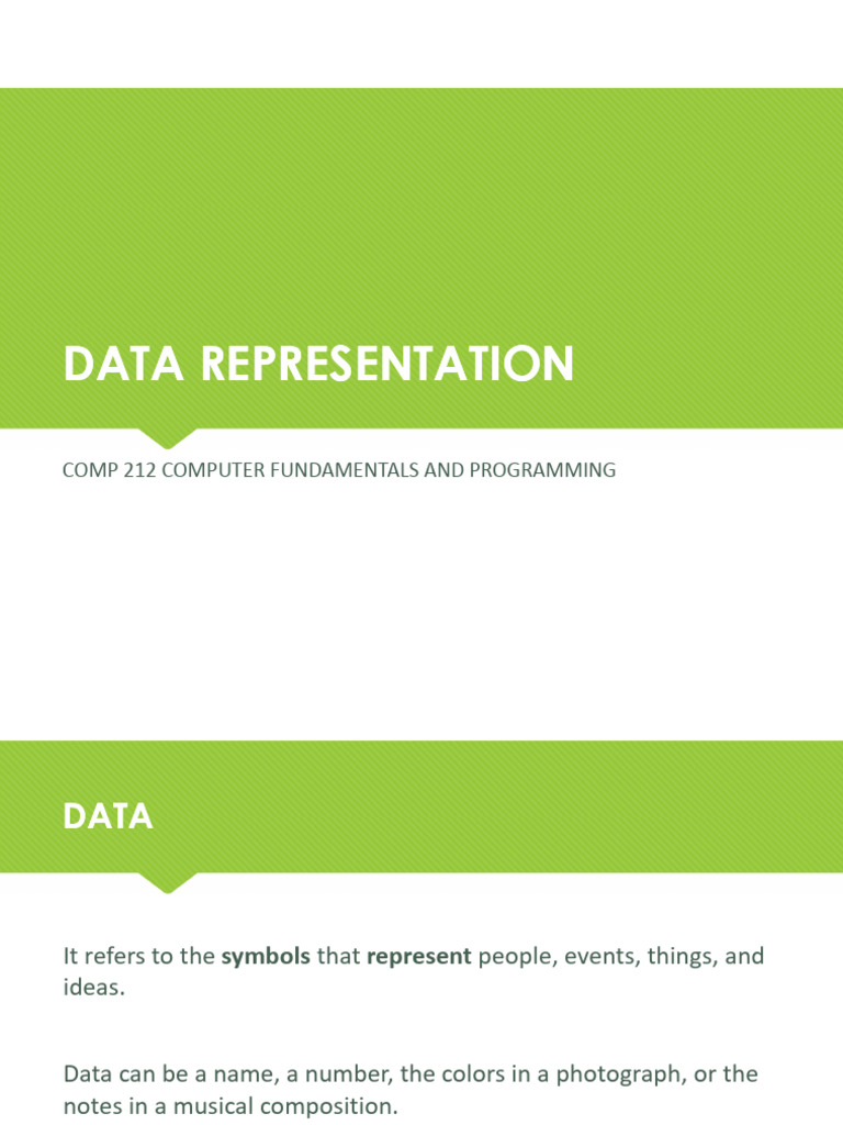 Understanding Data Representation Basics | PDF | Bit | Computing