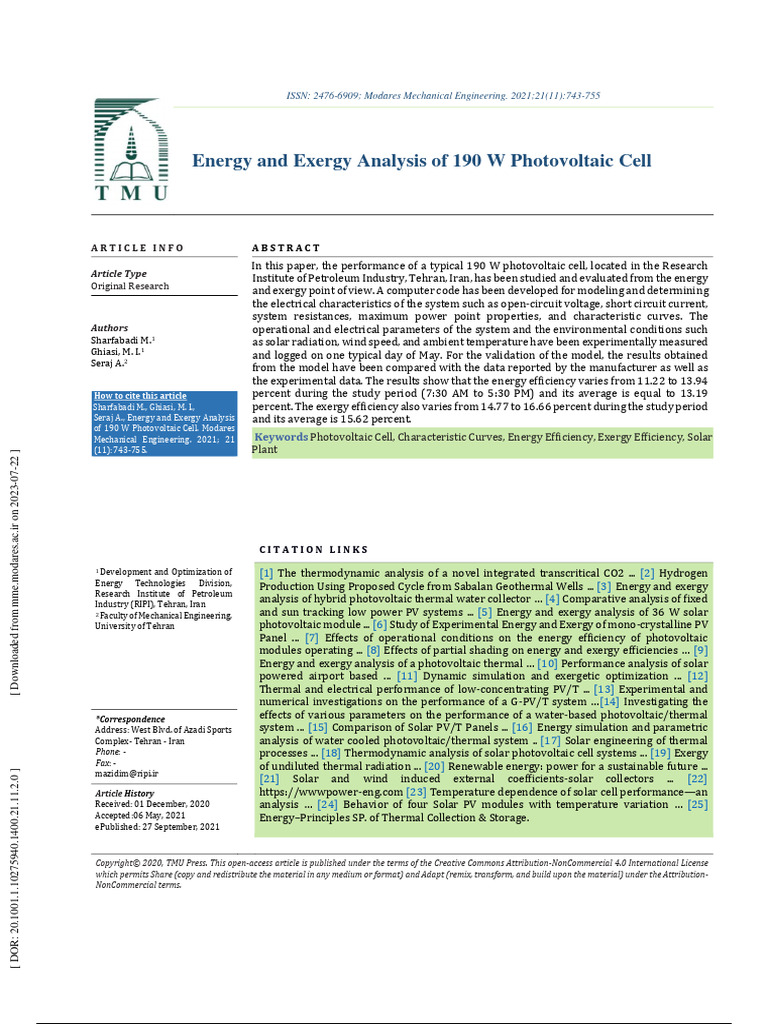 تحلیل اگزرژی pvt | PDF | Photovoltaics | Exergy