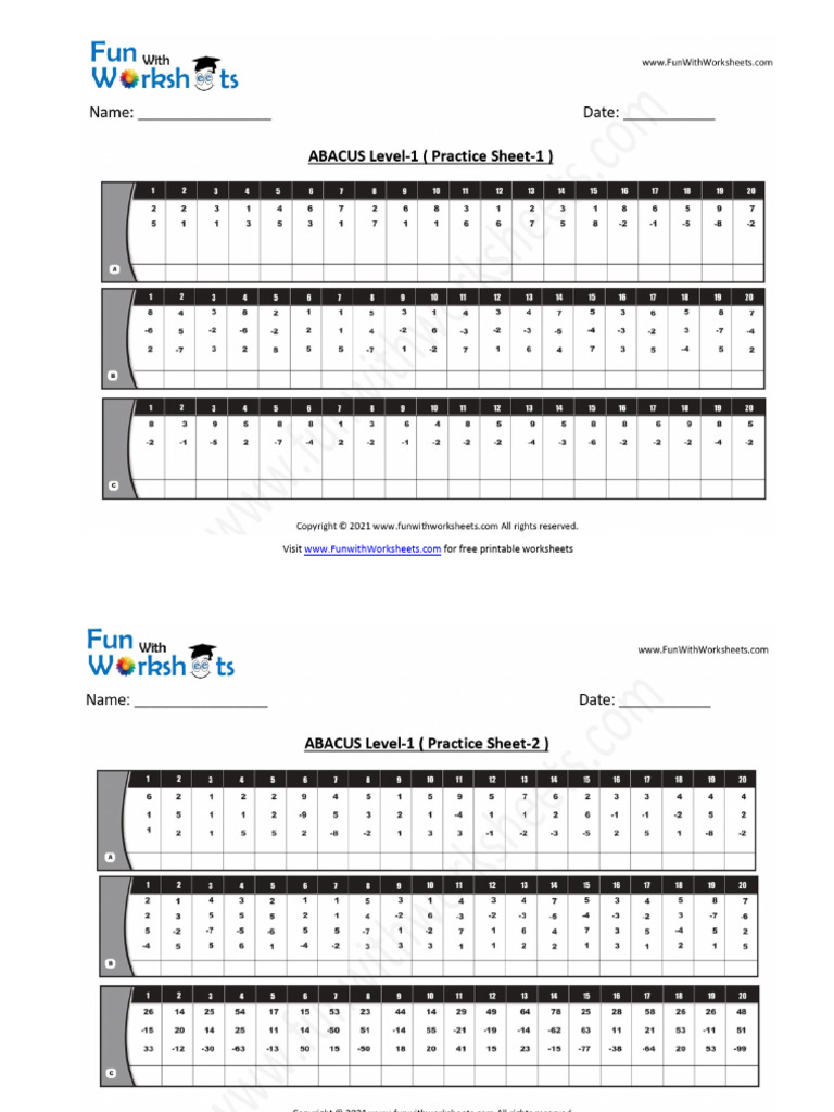 ABACUS-Level-1-Practice (Fun With Worksheets) | PDF