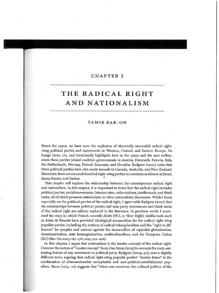 The Radical Right and Nationalism. T. Bar-On | PDF