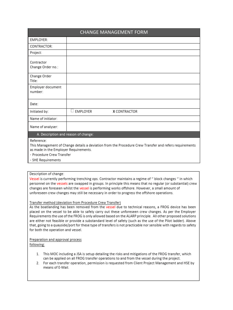 Change Management Form | PDF | Employment | Business