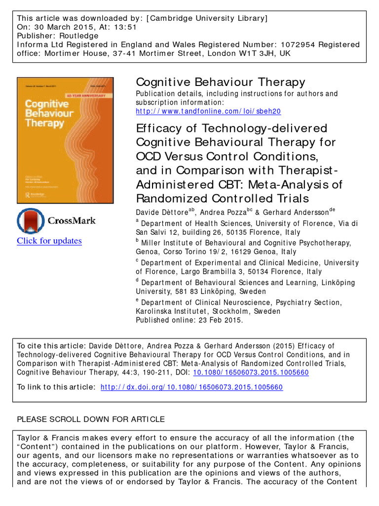 Cognitive Behaviour Therapy: Click For Updates | PDF | Cognitive ...