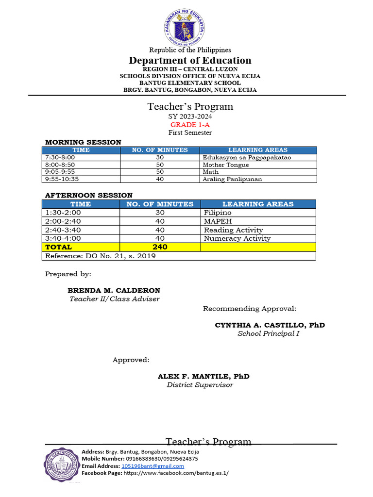 Teachers Program Pinakabago SY 2023 2024 | PDF | Cognition | Behavior Modification