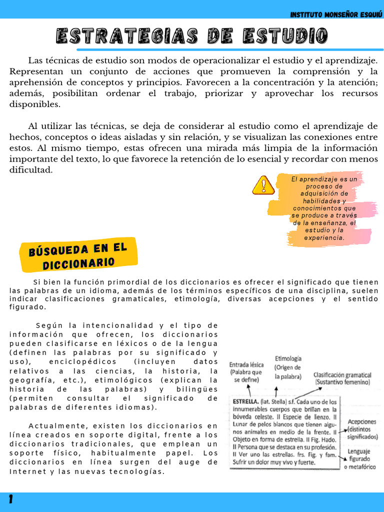 Tipos de diccionarios y técnicas de estudio | PDF | Diccionario ...