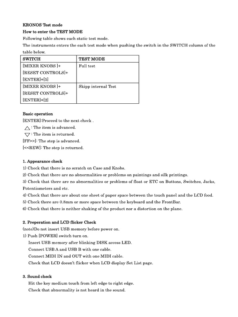Kronos Test Mode | PDF