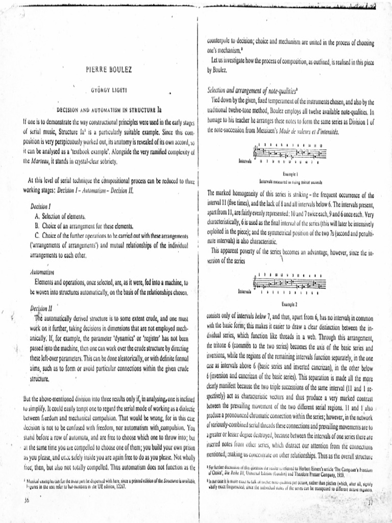 Ligeti Gyorgi - Decision An Automatism in Structures 1a | PDF
