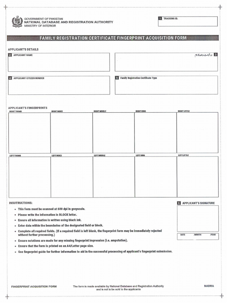 FRC Fingerprint Form | PDF