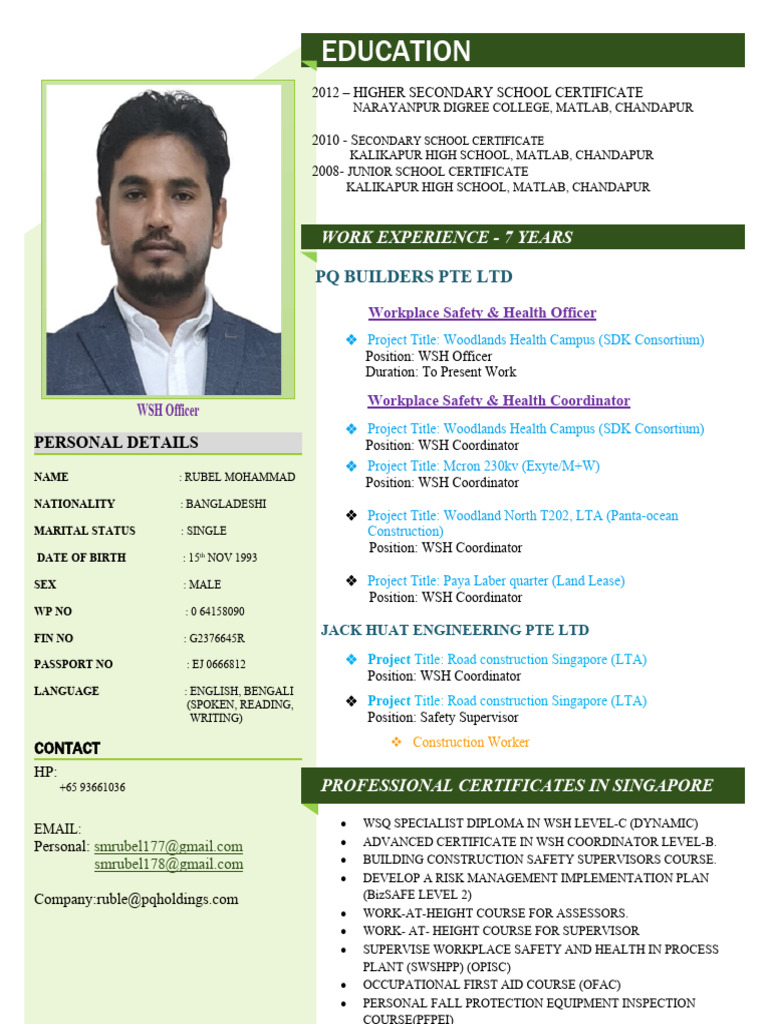 Rubel Resume (Wsho) | PDF | Safety | Occupational Safety And Health