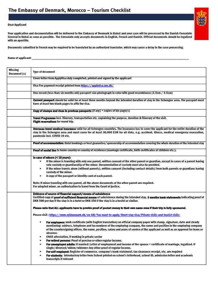 Checklist Morocco Tourist 2023 | PDF | Travel Visa | Human Migration