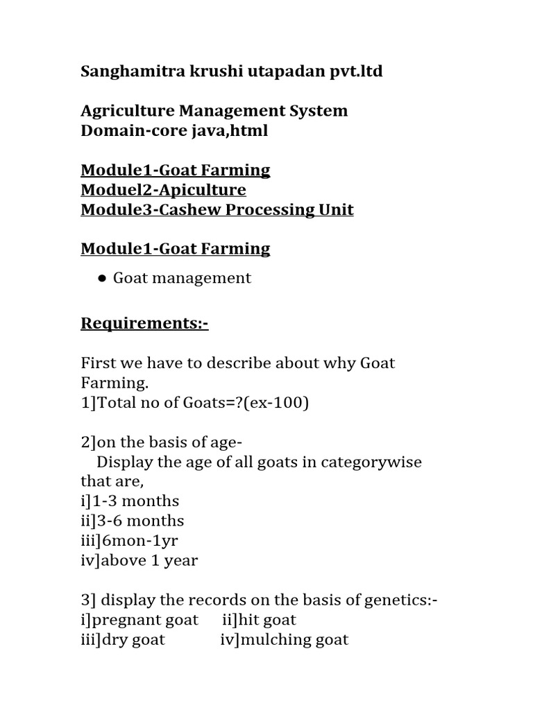Agriculture Management System | PDF | Employment | Agriculture