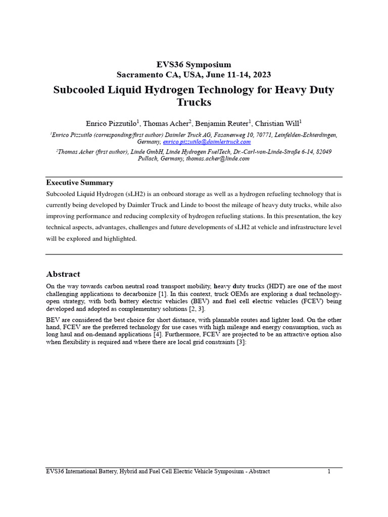 Subcooled Liquid Hydrogen for Trucks | PDF | Climate Change Mitigation ...