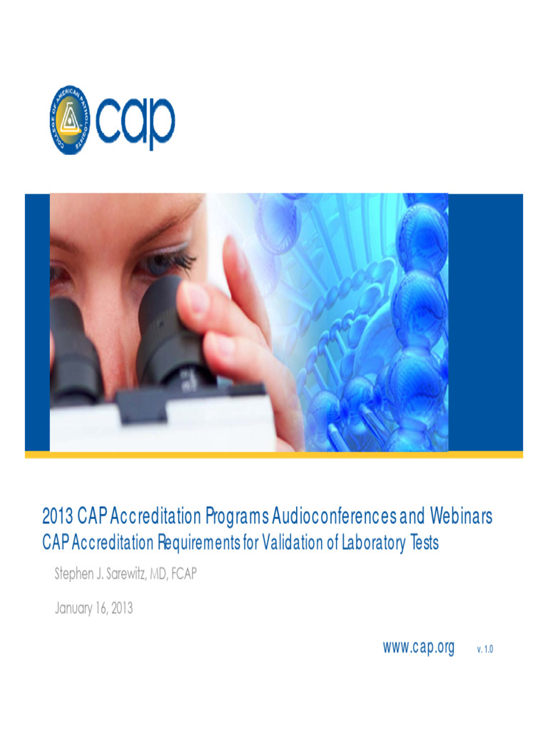 CAP Accreditation Requirements For Validation of Laboratory Tests | PDF ...