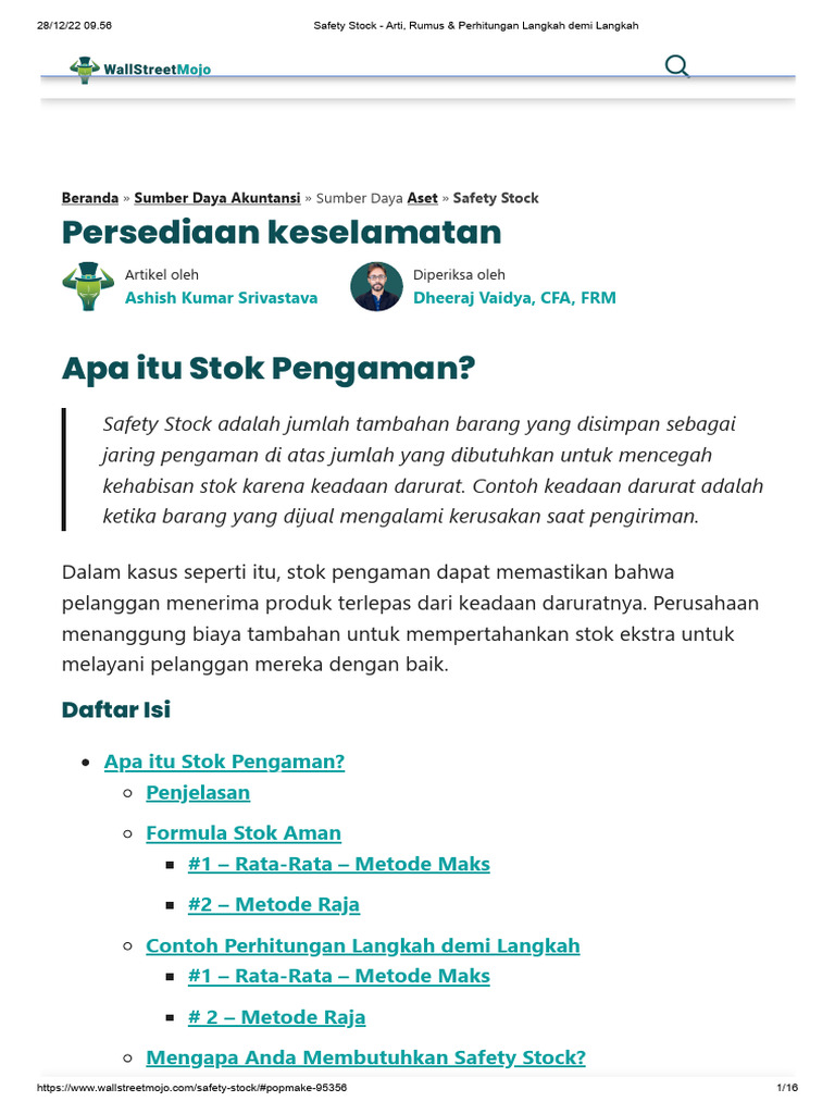 Menghitung Safety Stock: Rumus & Contoh | PDF