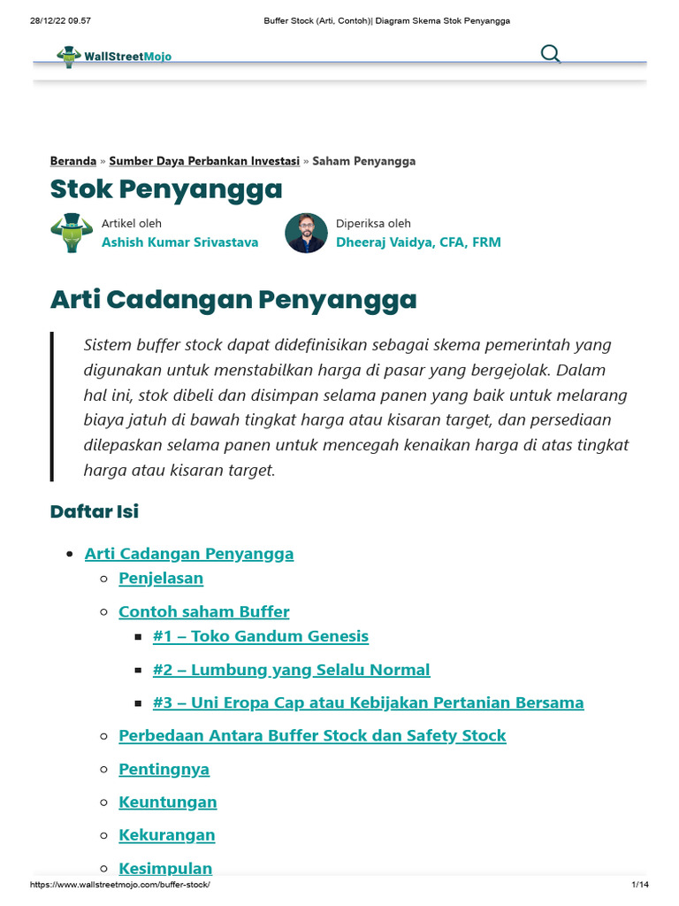 Buffer Stock (Arti, Contoh) - Diagram Skema Stok Penyangga | PDF