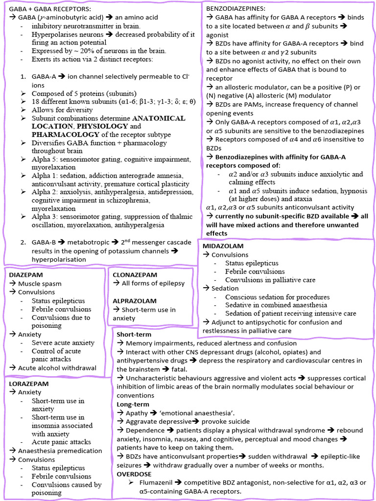 CNS Depressants Sum Sheets | PDF | Benzodiazepine | Pharmacology