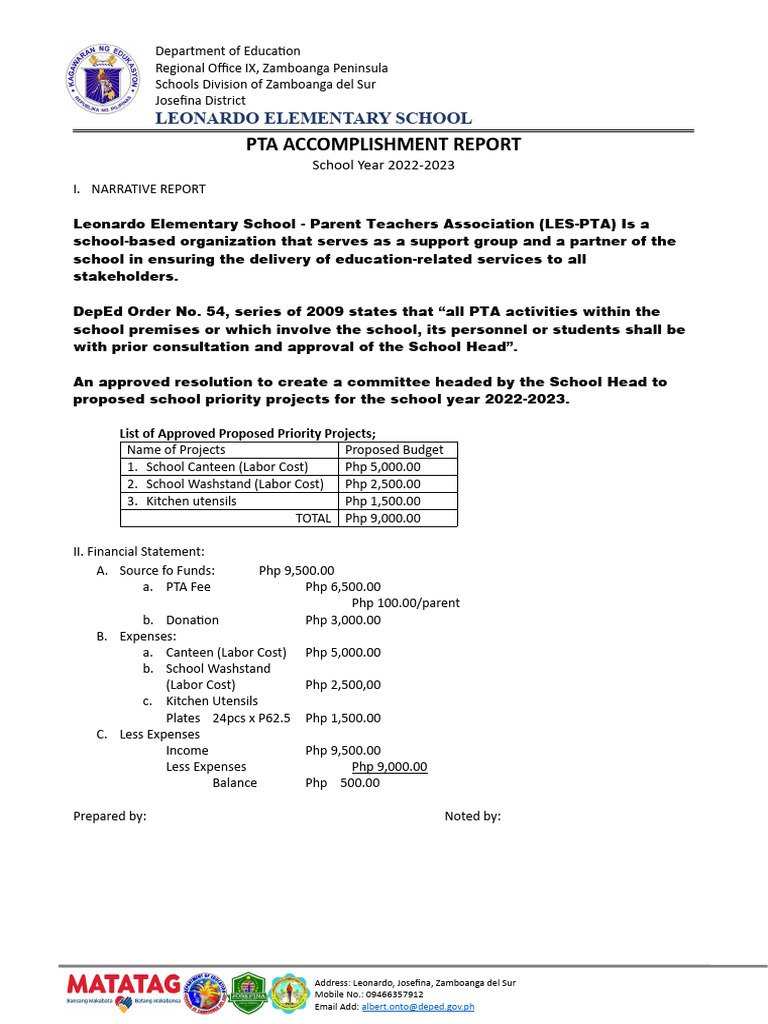 Leonardo Elementary PTA Report 2022-2023 | PDF | The United States