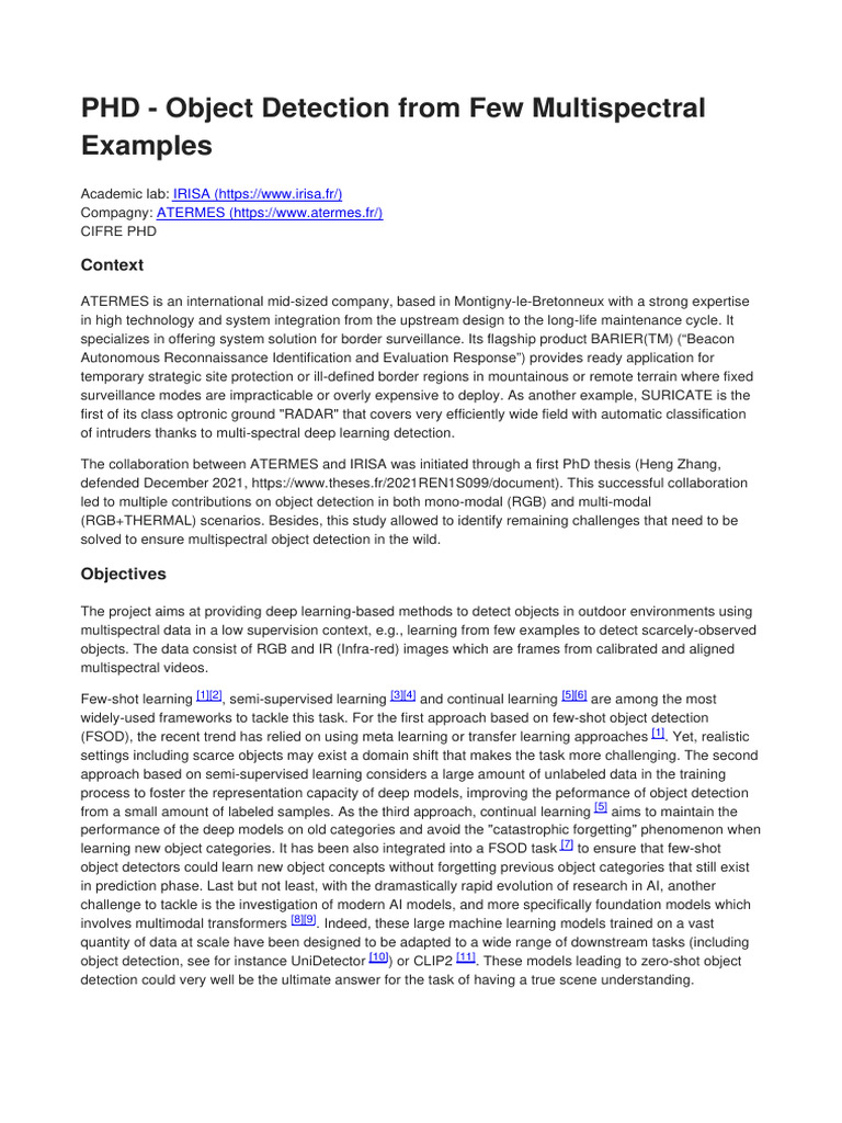 PHD - Object Detection From Few Multispectral Examples - 2024 | PDF ...