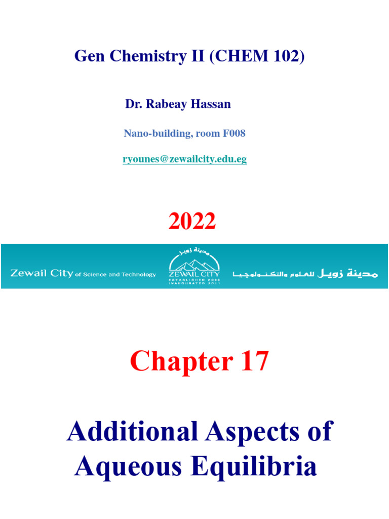 Chapter 17 - Rabeay - 2022 | PDF | Buffer Solution | Precipitation (Chemistry)