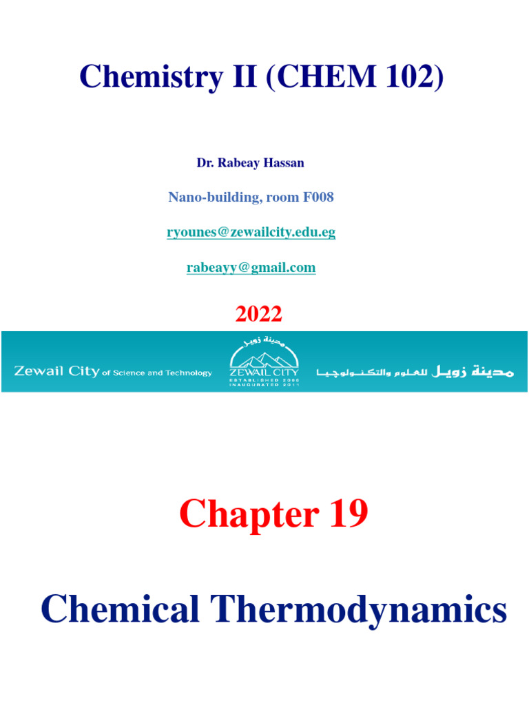 Chapter 19-Chemical Thermodynamics-Rabeay 2022 | Download Free PDF ...