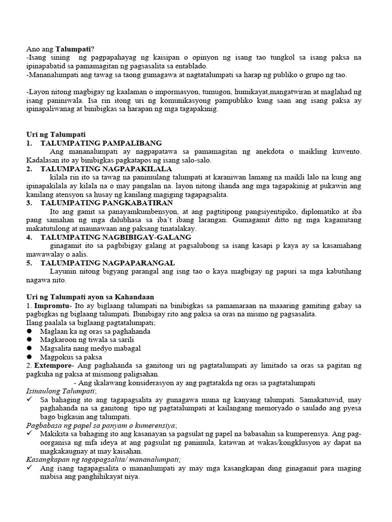 Ano Ang Talumpati | PDF