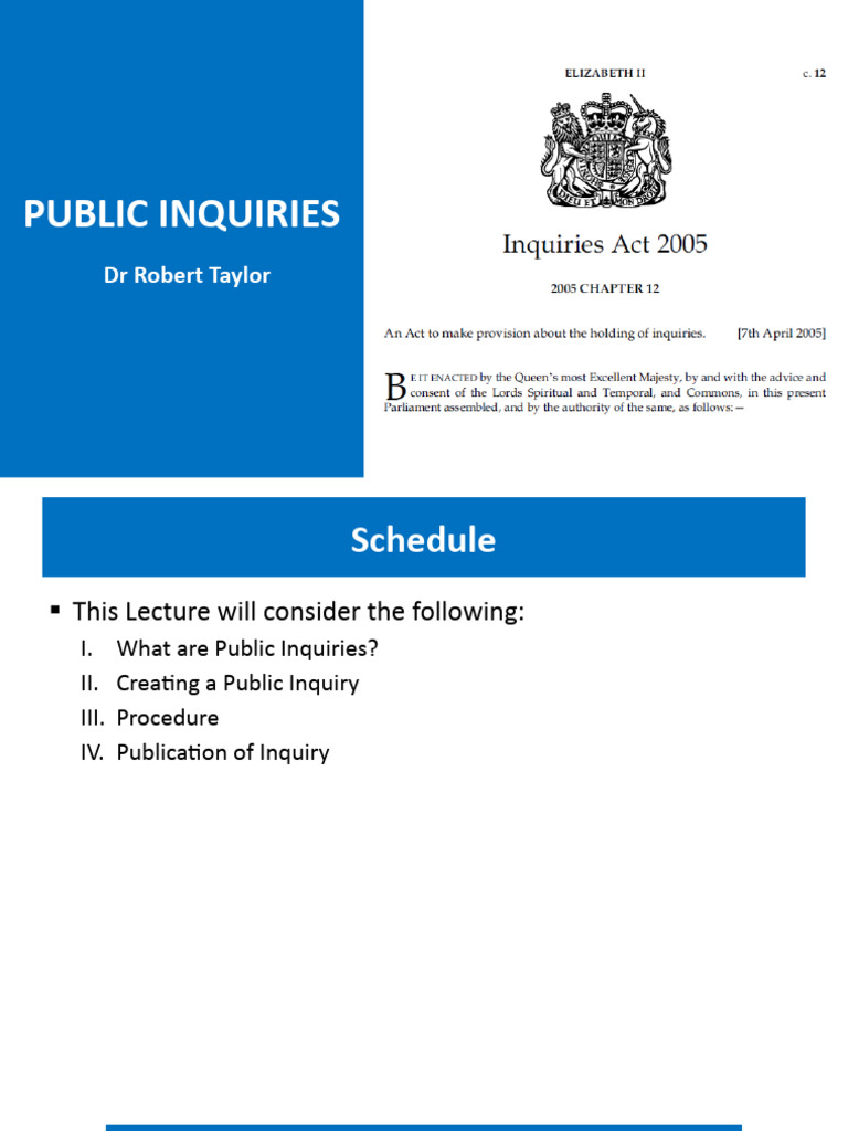 Public Inquiries | PDF | Government Of The United Kingdom | Political Law