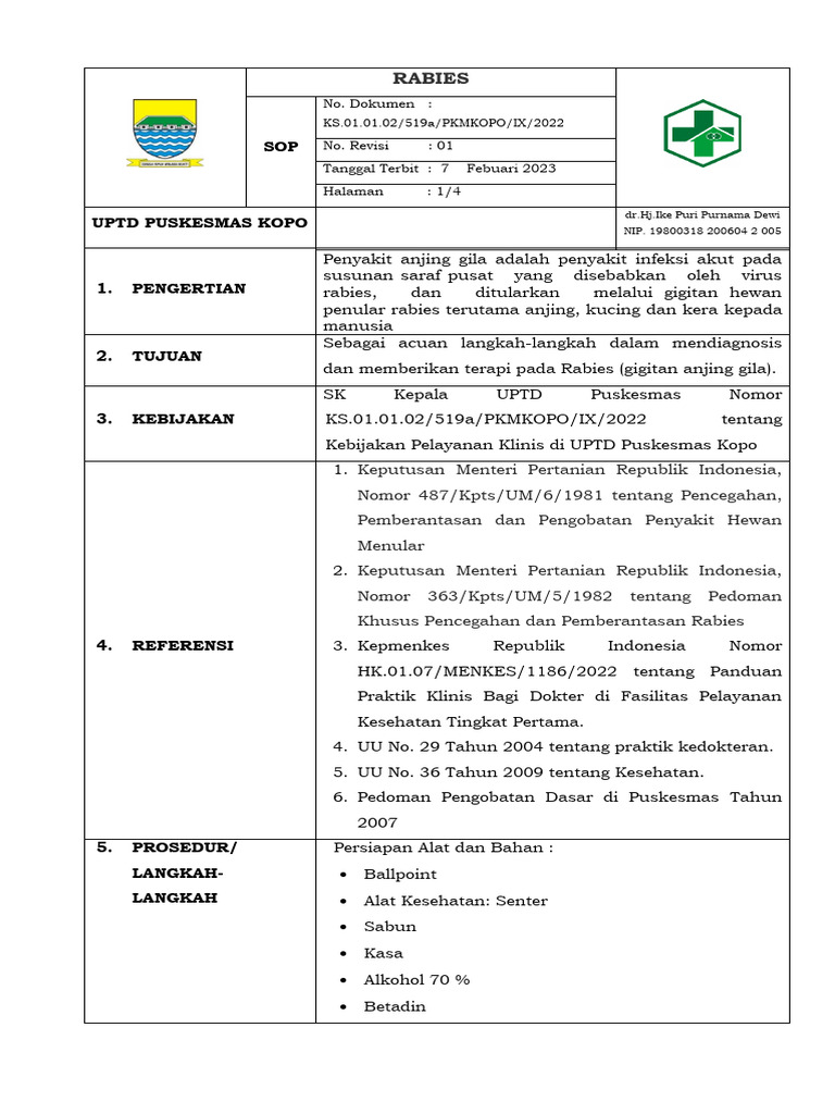 Sop Revisi Rabies | PDF