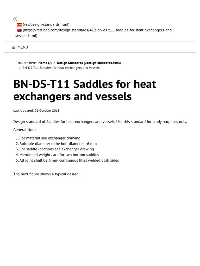 BN-DS-T11 Saddles For Heat Exchangers and Vessels | PDF