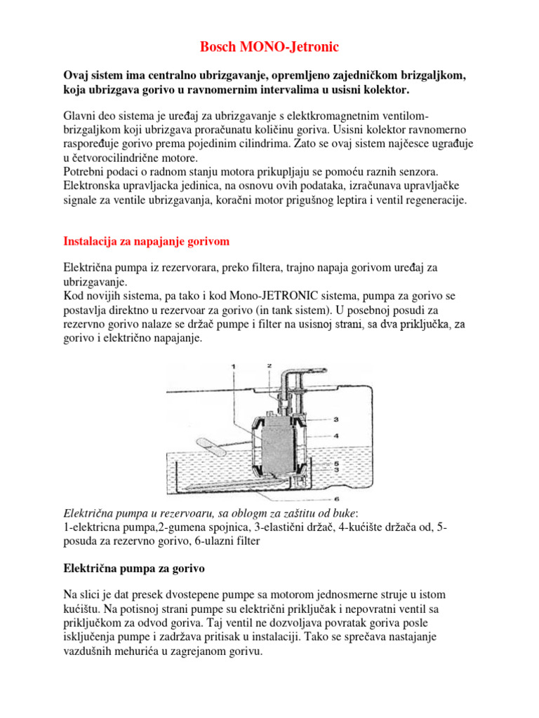 Bosch MONO-Jetronic | PDF