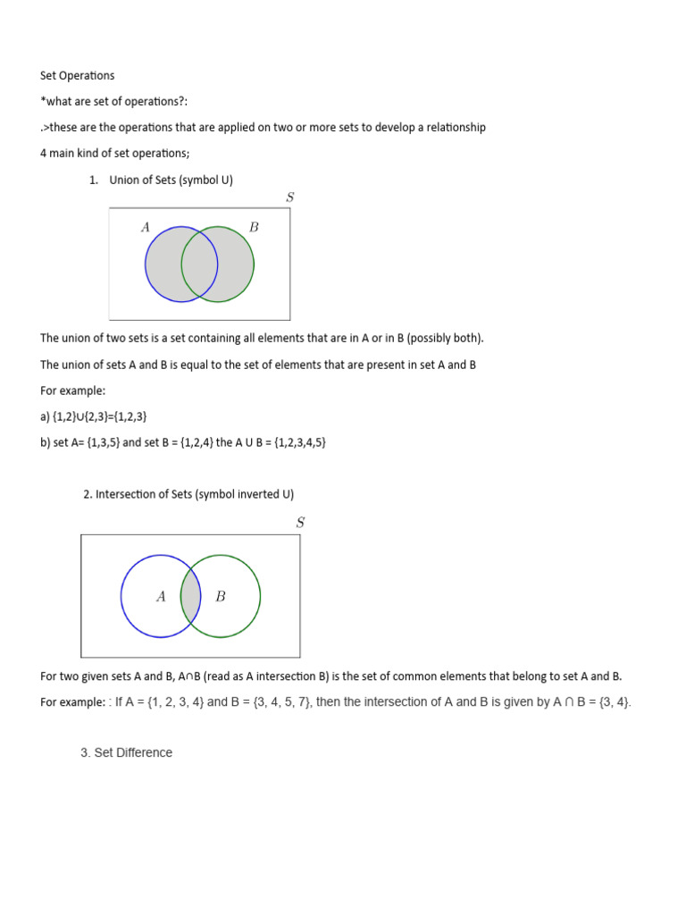 Set Operations | PDF