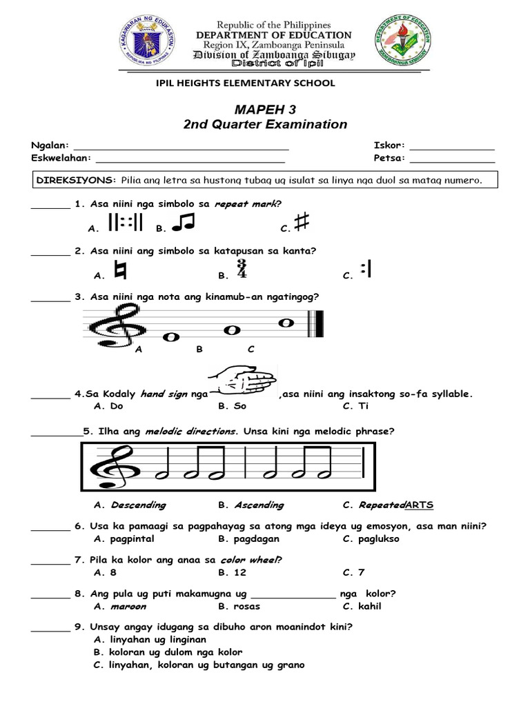 MAPEH 3 2nd QTR TQ With TOS and Key | PDF