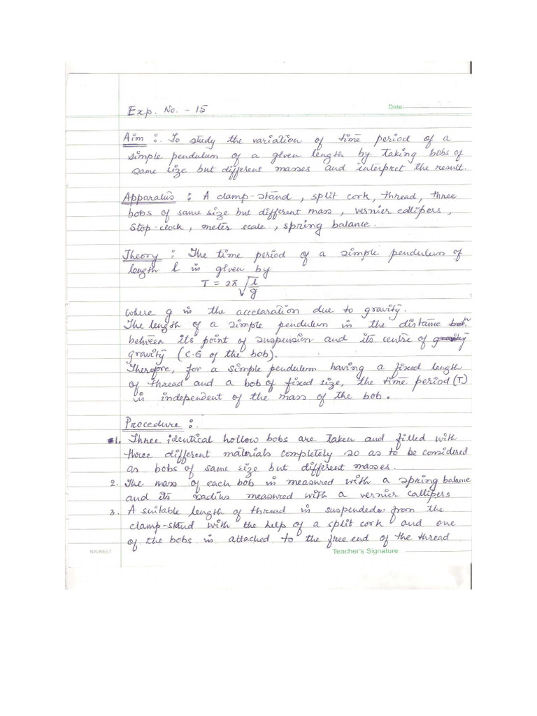 Simple Pendulum Different Bob | PDF