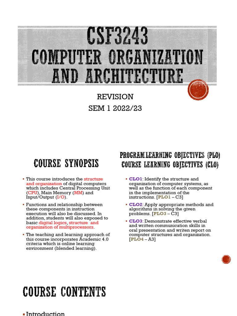 Revision Slides 2022 - 23 | PDF | Input/Output | Central Processing Unit