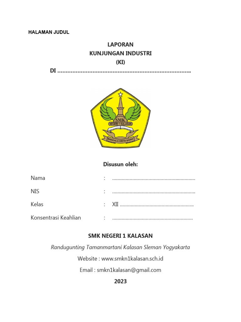 Contoh Format Laporan Kunjungan Industri 2023 | PDF