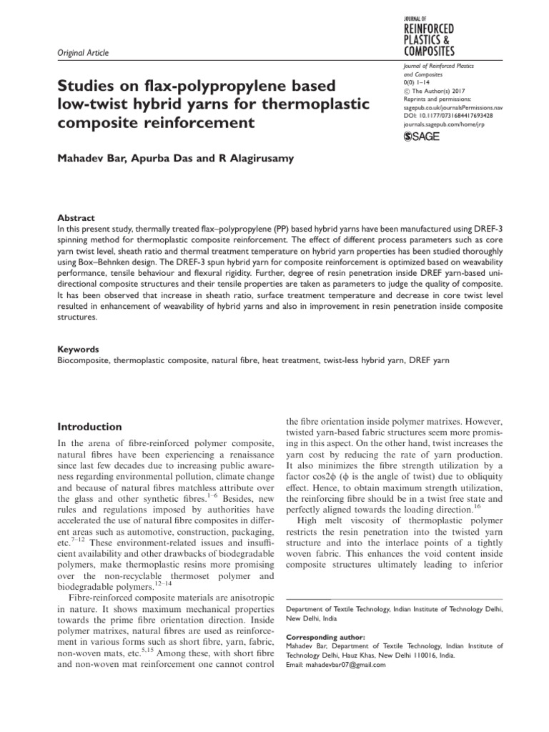 Flax-Pp Twist Less Yarn | PDF | Composite Material | Fibre Reinforced ...