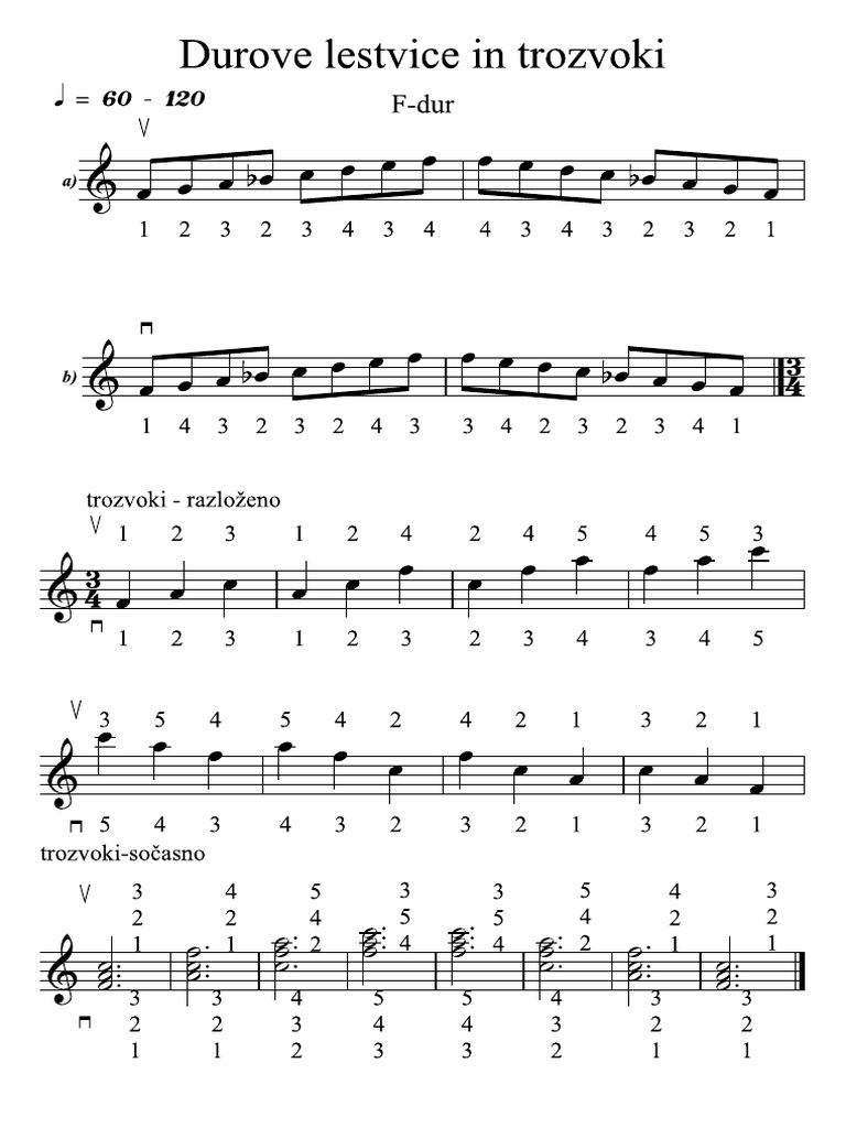 F Dur Lestvice in Trozvoki | PDF