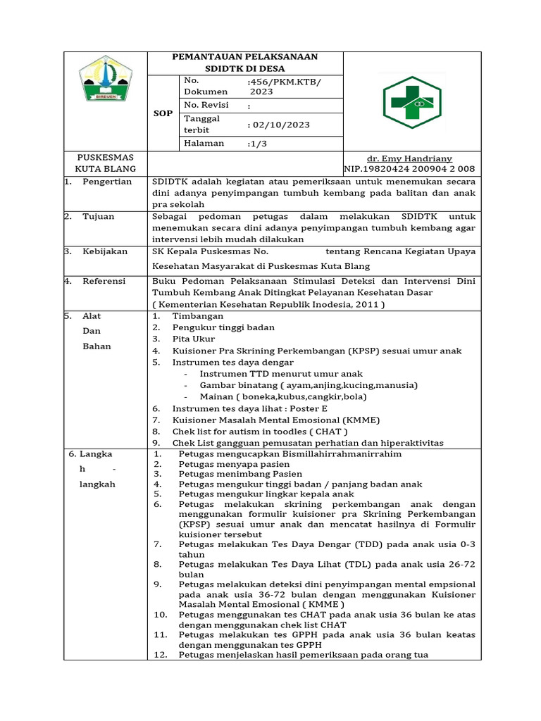 Sop Sdidtk | PDF | Karier & Perkembangan | Pengembangan Diri
