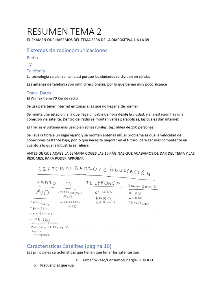 Resumen Tema 2 | Descargar gratis PDF | Satélite de Comunicaciones | Radio