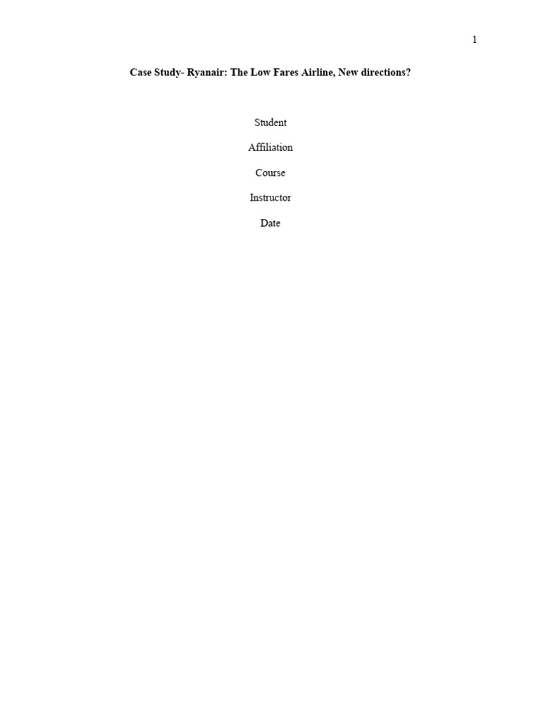 Case Study Ryanair - Edited | PDF | Low Cost Carrier | Airlines